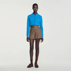 Sandro Check Wool Shorts
