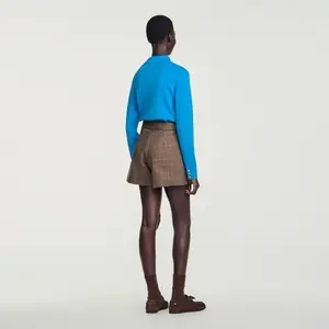 Sandro Check Wool Shorts