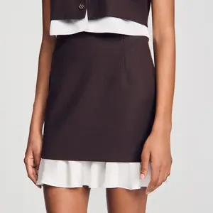Sandro 2-in-1 Wool Skirt With Ruffles And Logo Belt