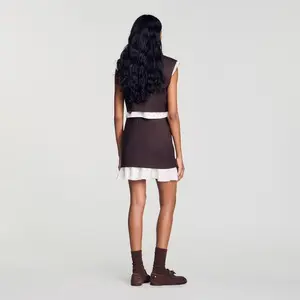 Sandro 2-in-1 Wool Skirt With Ruffles And Logo Belt