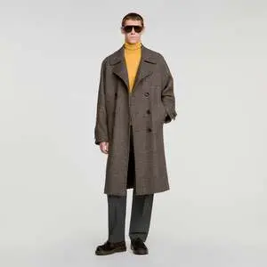 Sandro Double-breasted Check Wool Coat