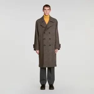 Sandro Double-breasted Check Wool Coat