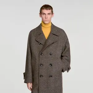 Sandro Double-breasted Check Wool Coat