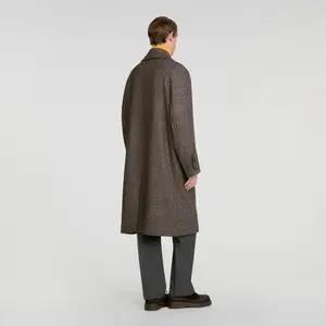 Sandro Double-breasted Check Wool Coat