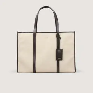 Sandro Canvas Shopping Bag - Beige