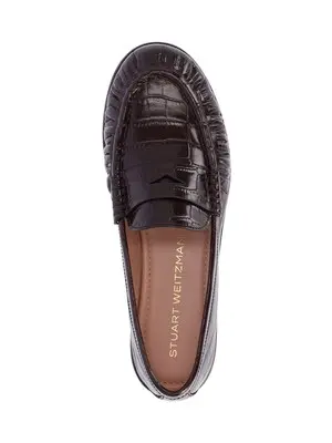 STUART WEITZMAN Spencer Loafers Crocodile Effect