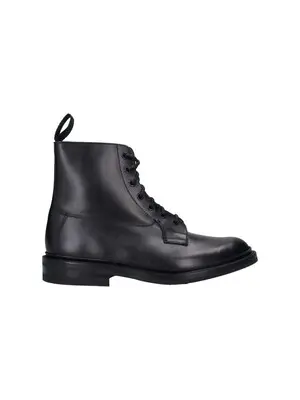 TRICKER'S Leather Lace-up Ankle Boots - Black