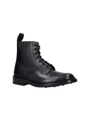 TRICKER'S Leather Lace-up Ankle Boots - Black
