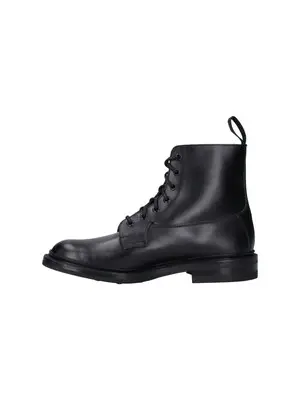 TRICKER'S Leather Lace-up Ankle Boots - Black