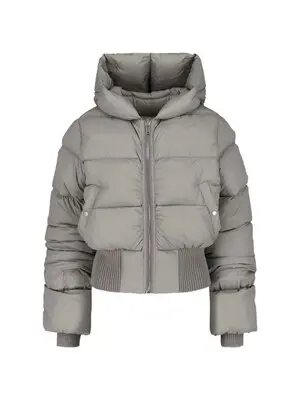 Rick Owens Cropped Hooded Down Jacket - Gray
