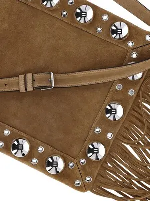 Valentino Garavani Suede Shoulder Bag With Studs And Fringe
