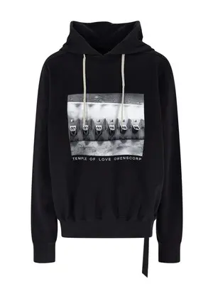 Rick Owens Printed Hoodie - Black