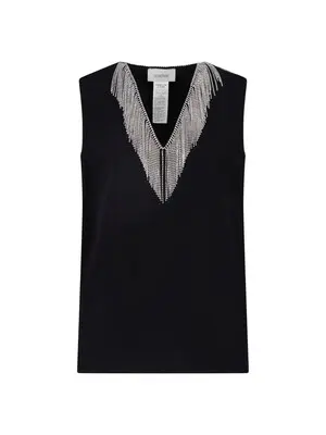 Sportmax Embellished V-neck Sleeveless Top - Black