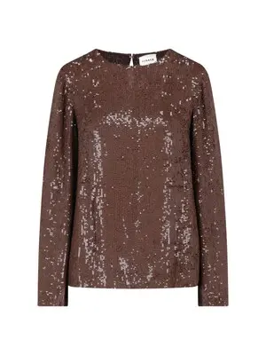 P.a.r.o.s.h Sequin Embellished Viscose Top - Brown