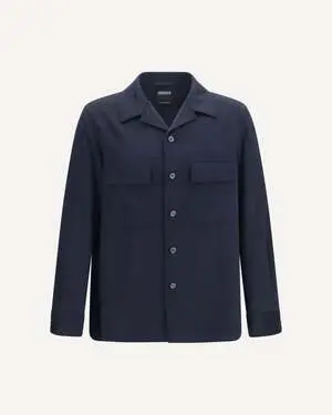 Zegna Cashmere Jacket With Classic Collar - Blue