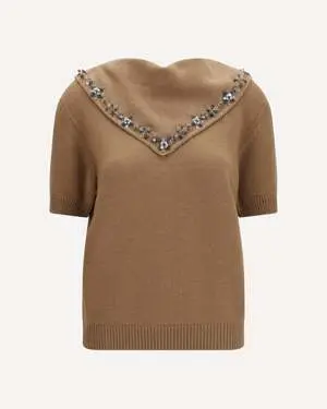 Prada Cashmere Sweater With Jewel Scarf