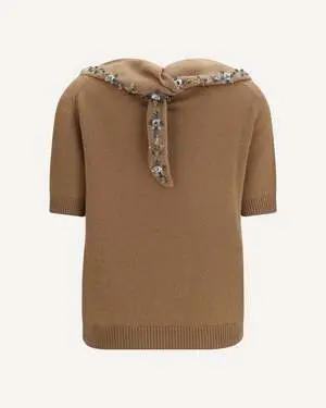 Prada Cashmere Sweater With Jewel Scarf