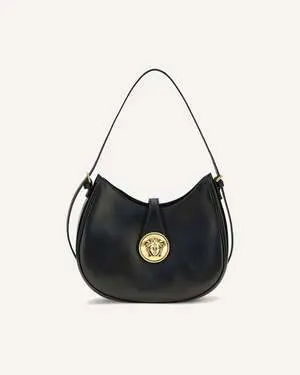 Versace Small Emblème Hobo Lambskin Shoulder Bag - Black