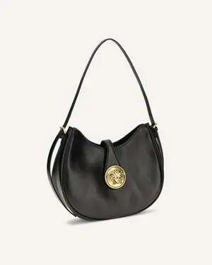 Versace Small Emblème Hobo Lambskin Shoulder Bag - Black