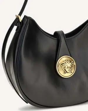 Versace Small Emblème Hobo Lambskin Shoulder Bag - Black