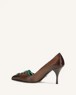 Prada Leather Lace-up Pumps - Brown