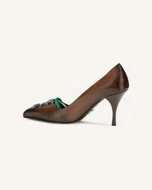 Prada Leather Lace-up Pumps - Brown