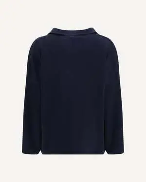 ELLA Wool Polo Collar Sweater - Blue