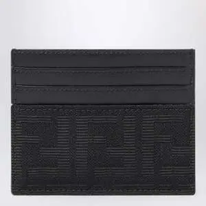 Fendi Ff Zucca Jacquard And Leather Card Holder - Black
