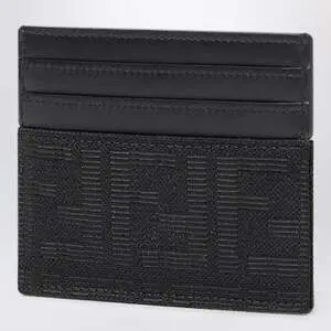 Fendi Ff Zucca Jacquard And Leather Card Holder