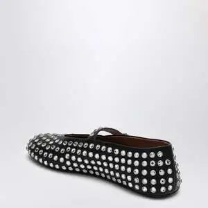 Alaïa Leather Ballerina With Crystals