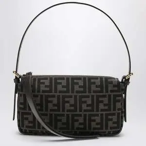 Fendi Zip Top Small Bag In Ff Zucca Jacquard Fabric - Brown