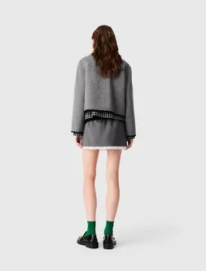 Maje Short Double-faced Wool Coat With Braided Trim