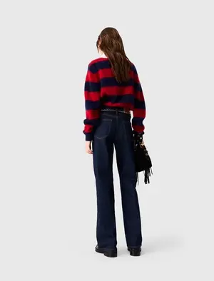 Maje Wide-leg Jeans With Chain-link Belt