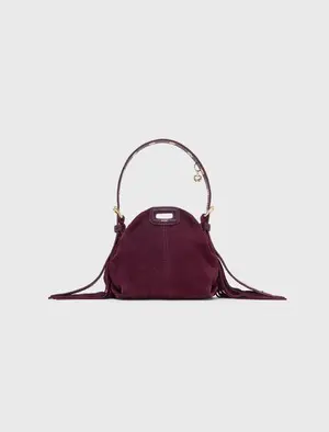 Maje Maje Miss M Micro Suede Bag With Fringes Eggplant
