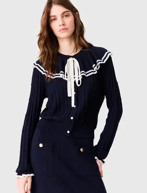Maje Layered Cape Cardigan With Contrasting Details