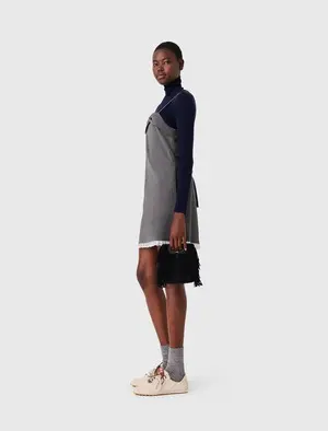 Maje Short Tailored Dress With Lace Trim And Bow Detail