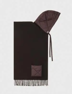 Maje Hooded Wool Scarf - Brown