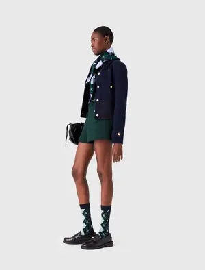 Maje Tweed Shorts With Chain Detail