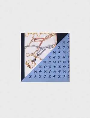 Maje Equestrian Motif Silk Scarf - Blue