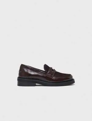 Maje Leather And Suede Penny Loafers