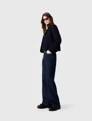 Maje Cropped Suit Jacket With Lurex Stripes