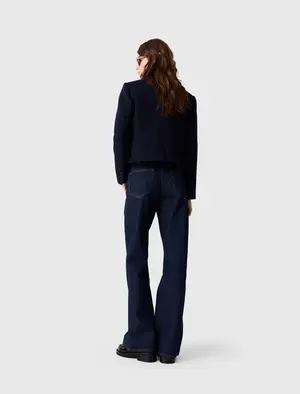Maje Cropped Suit Jacket With Lurex Stripes
