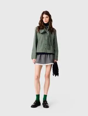 Maje Embellished Check Shirt With Removable Tie