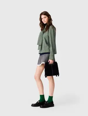 Maje Embellished Check Shirt With Removable Tie