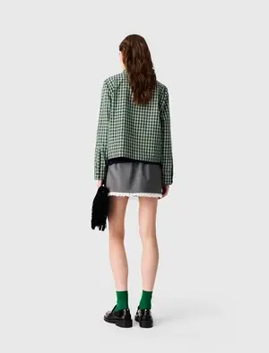 Maje Embellished Check Shirt With Removable Tie