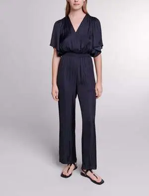 Maje Satin Trouser Suit - Black