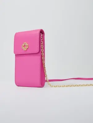 Maje Plain Leather Phone Pouch With Chain Strap