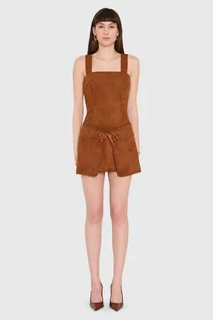 Amanda Uprichard Robin Romper In Suede