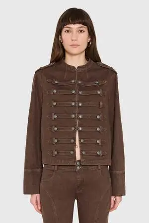 Amanda Uprichard Emma Jacket In Brown Denim