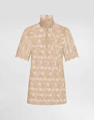 Dolce & Gabbana Floral Chantilly Lace Top - Beige